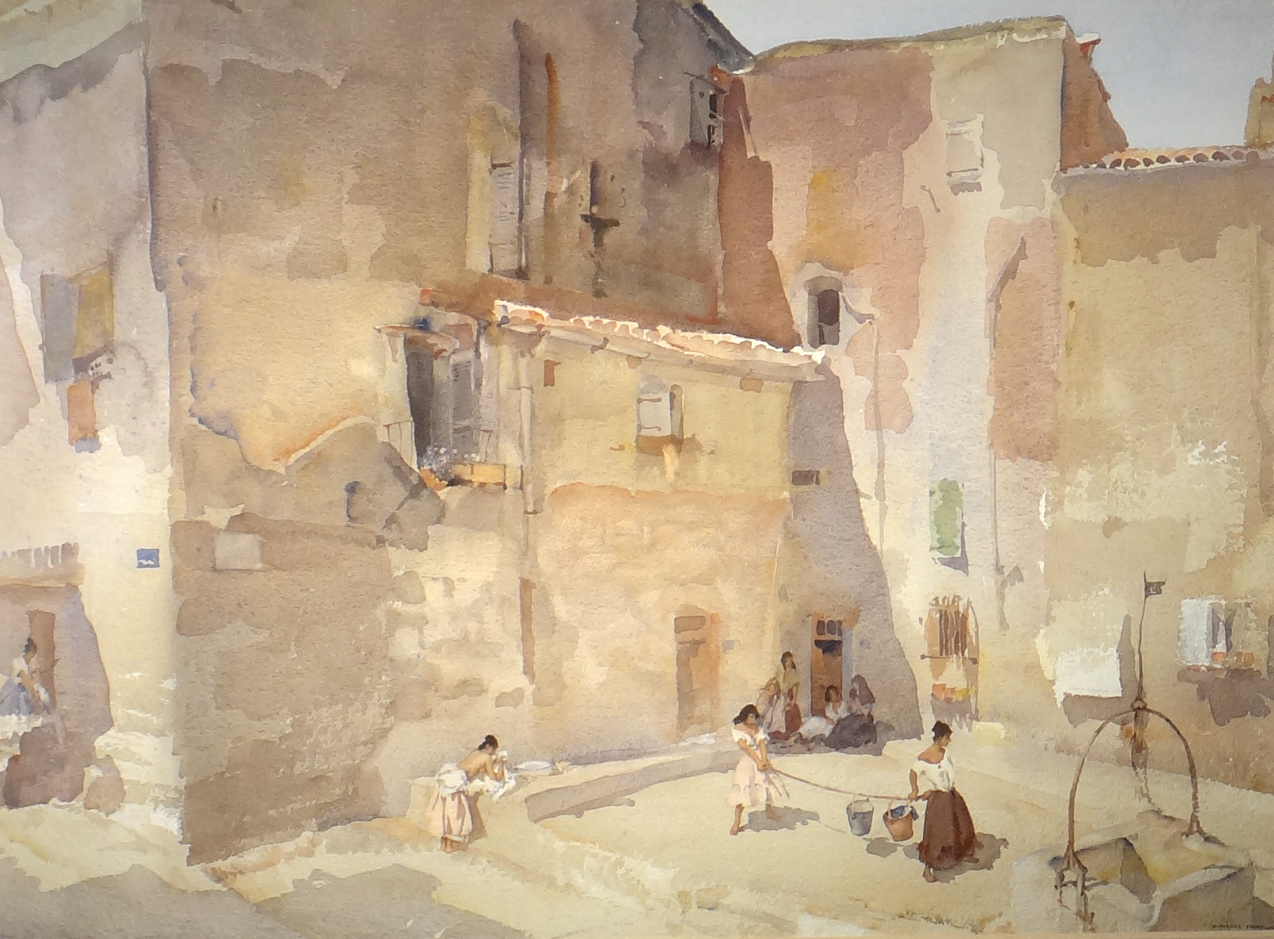 russellflint-original-painting-sunlitsquarelanguedoc, France